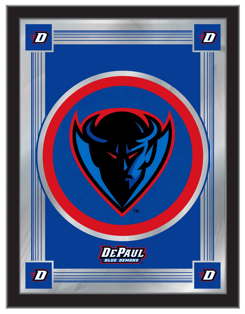 DePaul Logo Mirror 17x22 w/ Official College Logo - Family Leisure