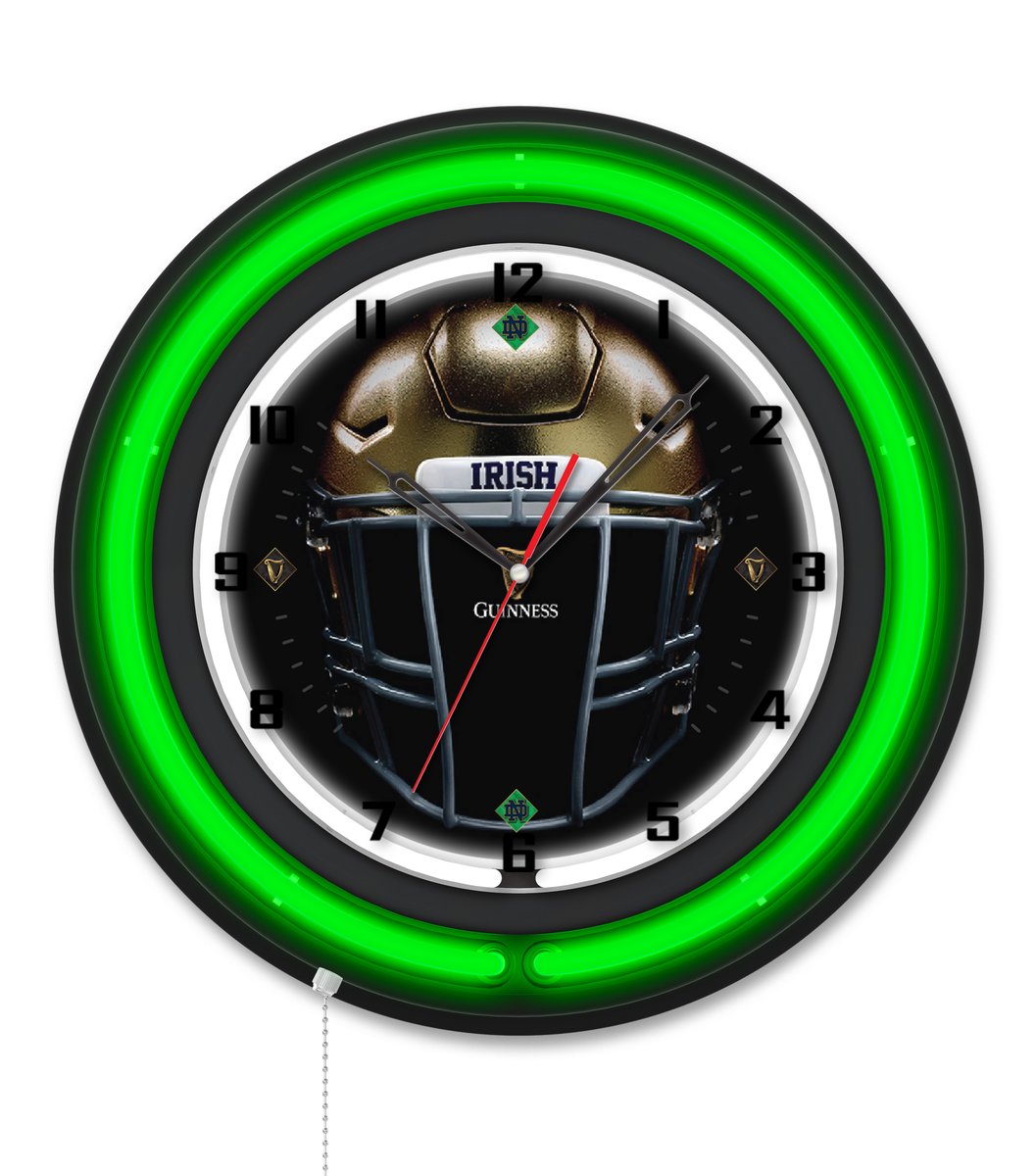 Clock :: Notre Dame - Guinness (Helmet) Double Neon Wall Clock